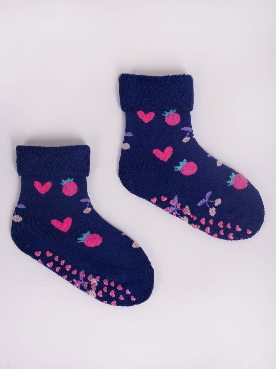 YO! Girls' Dark Blue Ankle Socks with ABS and Hearts Pattern | SKF-000 ...