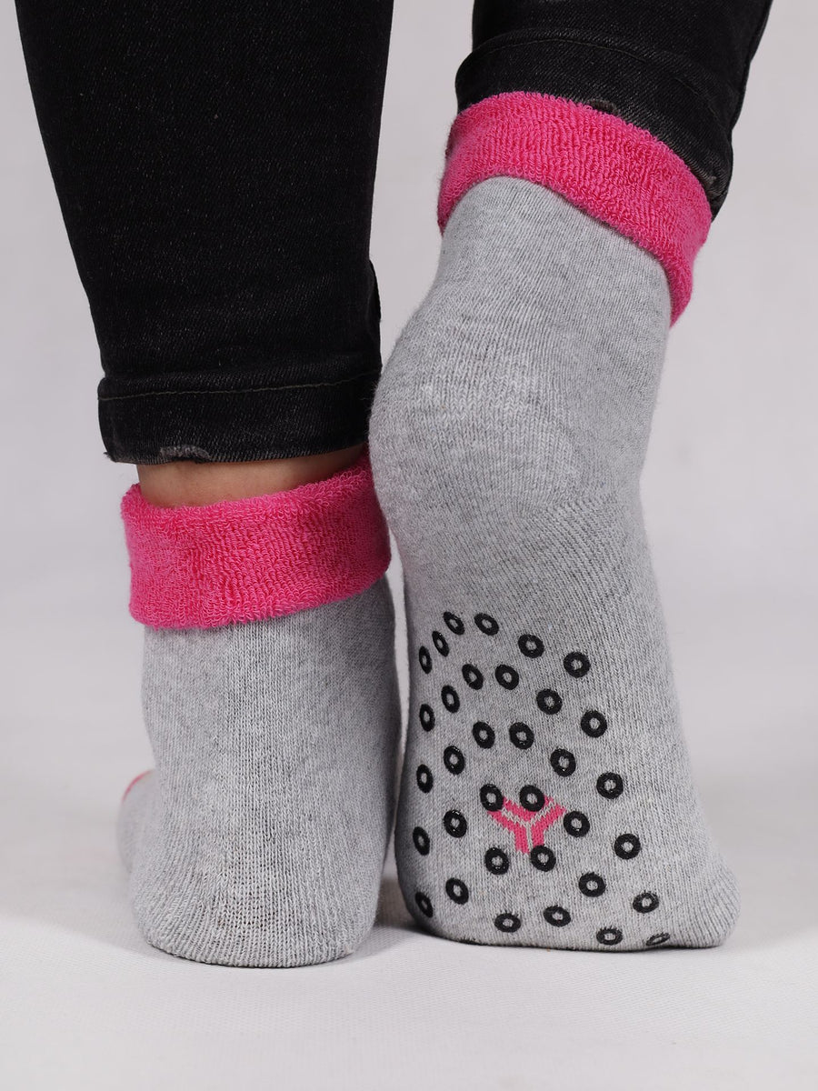 YO! Girls' Light Gray Ankle Socks with ABS and Bear Embroidery | SKF-0 ...