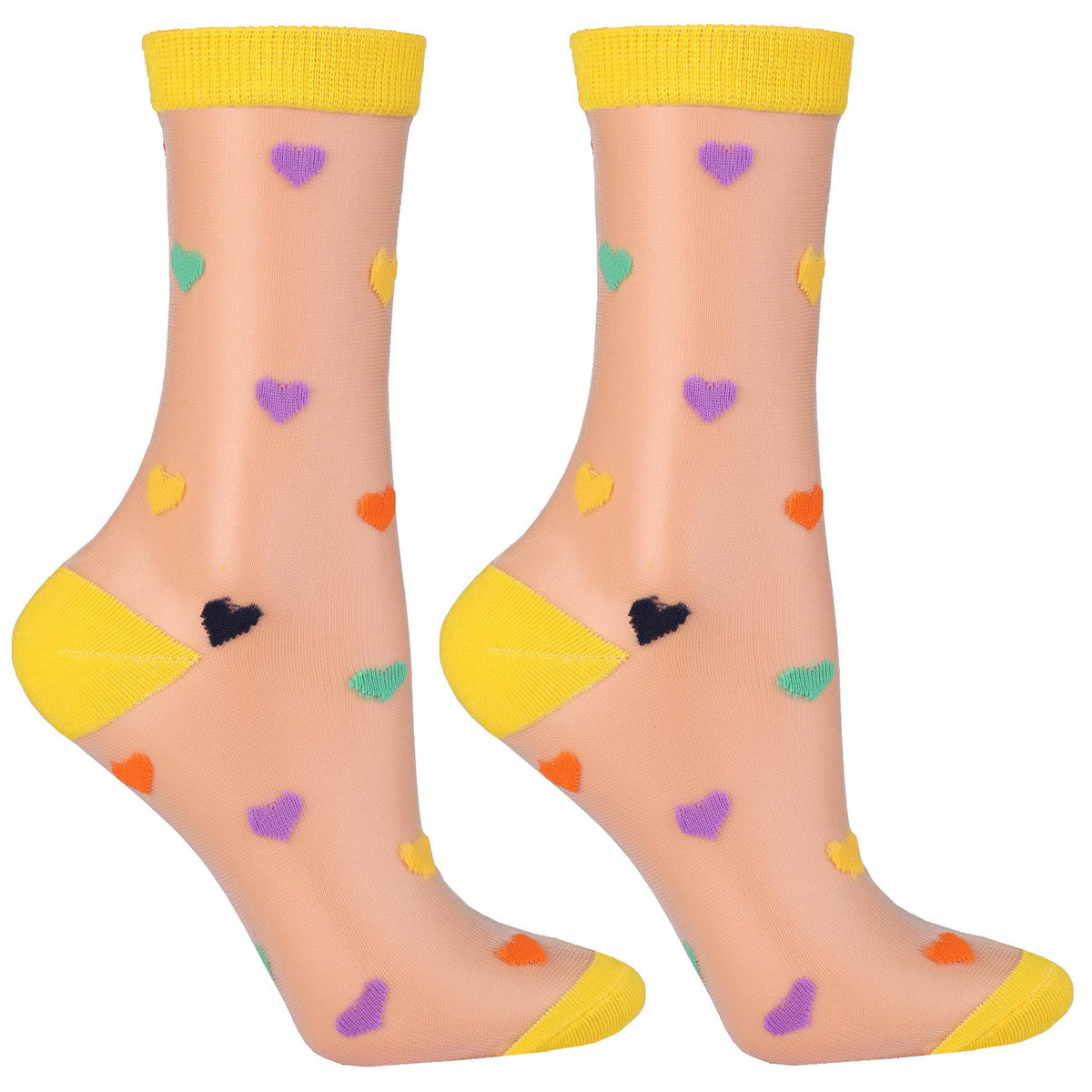 Women's Transparent Ankle Socks with Hearts Pattern | CSL200-902-Y ...