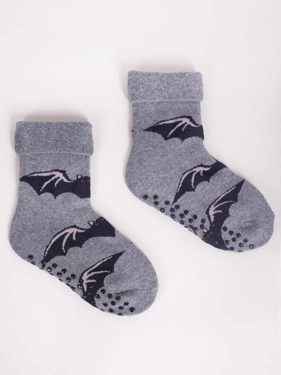 YO! Boys' Dark Gray Ankle Socks with Bats Pattern and ABS | SKF-0005C ...