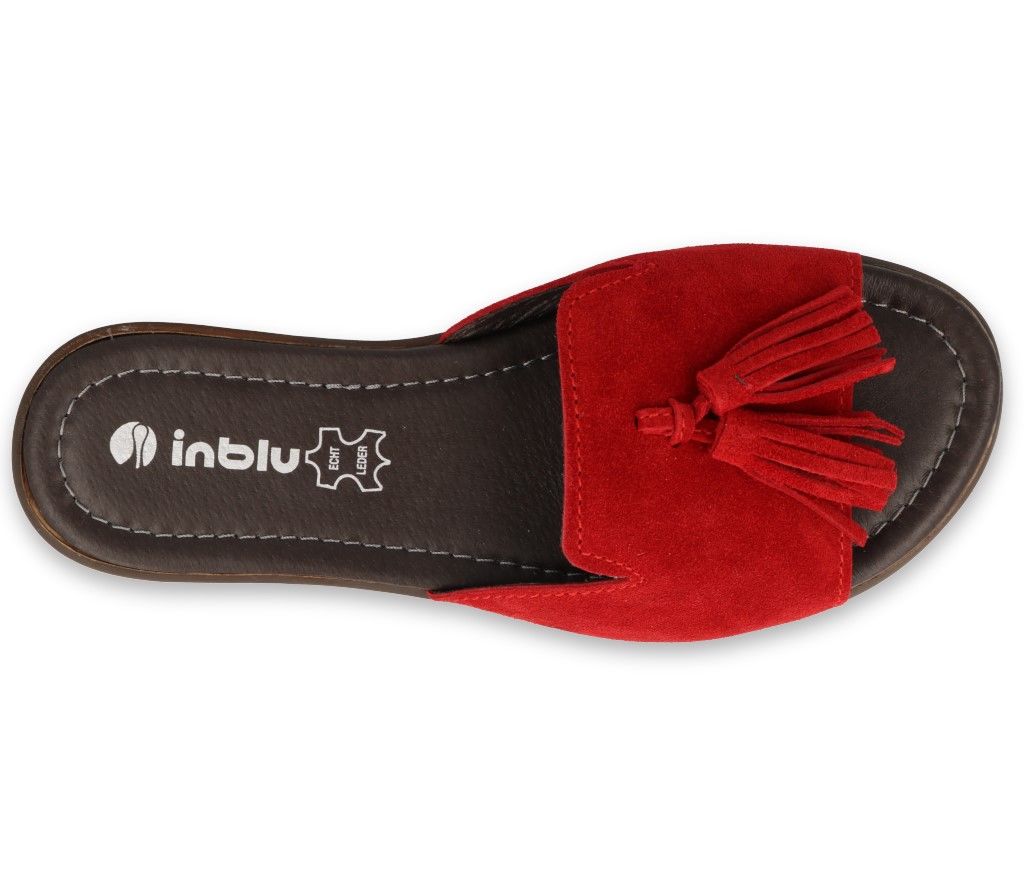 Women's Brown and Red Leather Slide On Sandals INBLU | 158D148 ...