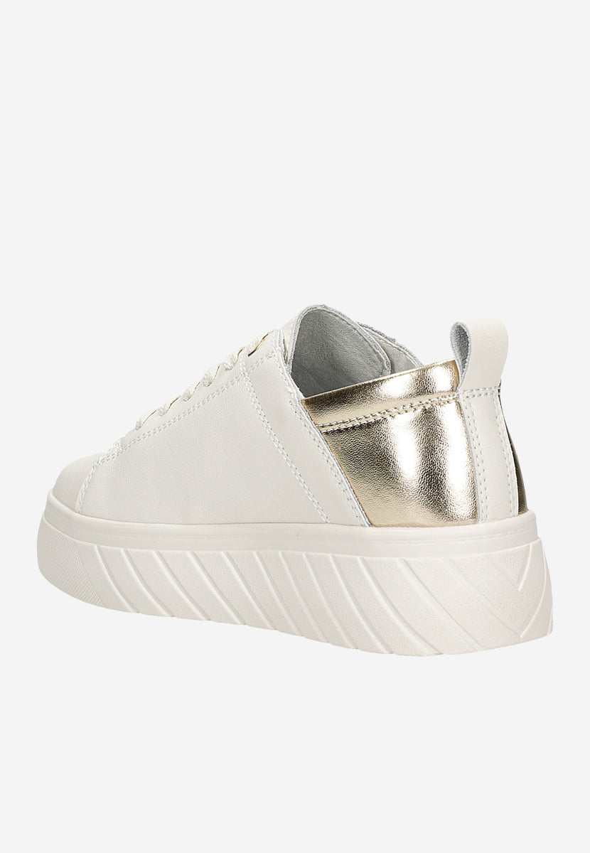 Wojas Light Beige Leather Sneakers with Golden Details | 4629154 ...
