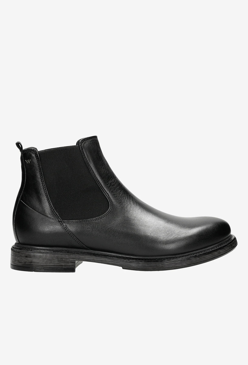 Wojas Black Leather Chelsea Boots with Silver Logo | 2000951 – Luxahaus ...